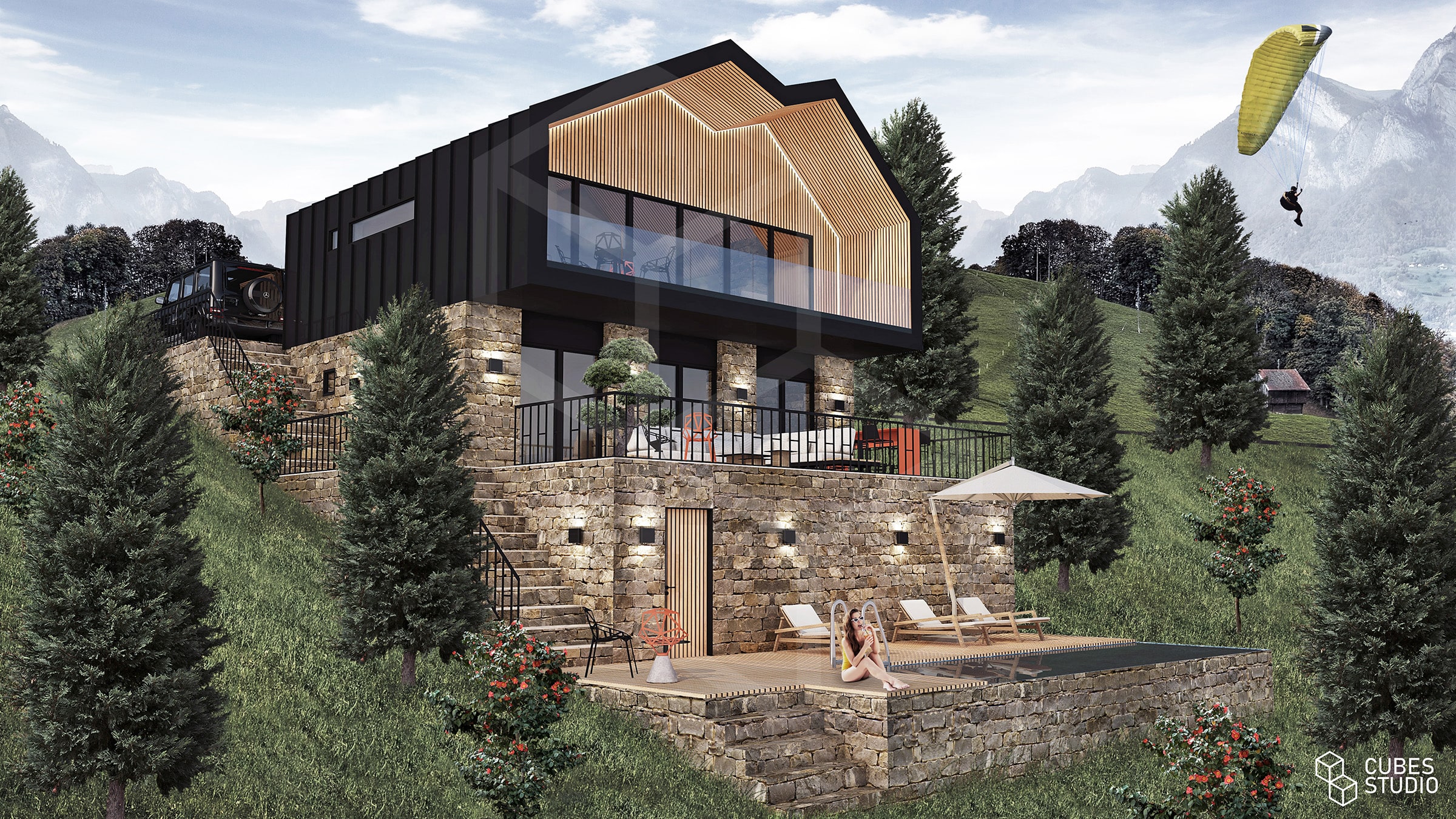 Villa design - TERRACE VILLA - Cubes Studio